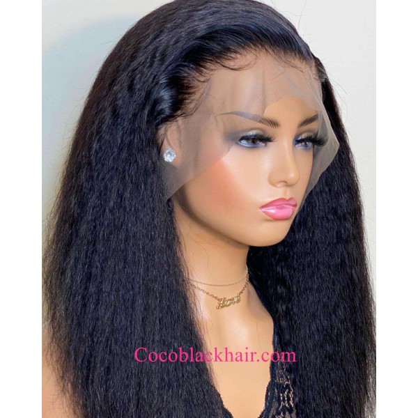 Nova Kinky Straight Lace Front Wig Brazilian Virgin Human Hair Long