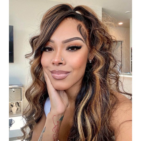 Keyla-highlight brown pre plucked 13*6 lace front wig Brazilian virgin ... Keyla-highlight brown pre plucked 13*6 lace front wig Brazilian virgin ...