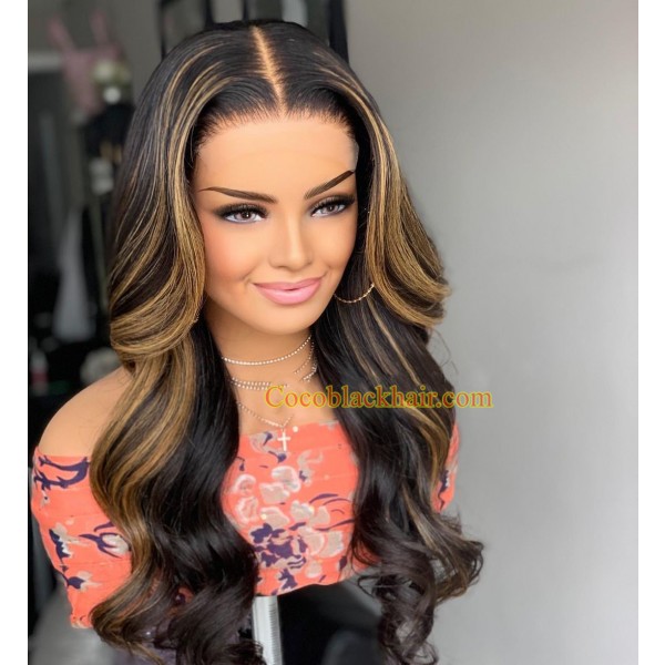 Angela 50 Highlighted Loose Wave Human Hair 5x5 Hd Lace Closure Wig Pre